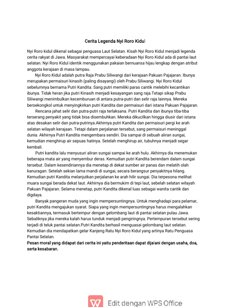 Legenda Nyi Roro Kidul dan Putri Kandita | PDF