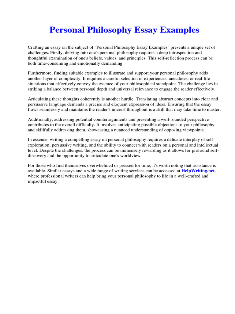 Personal Philosophy Essay Examples | PDF | Audit | Sarbanes–Oxley Act