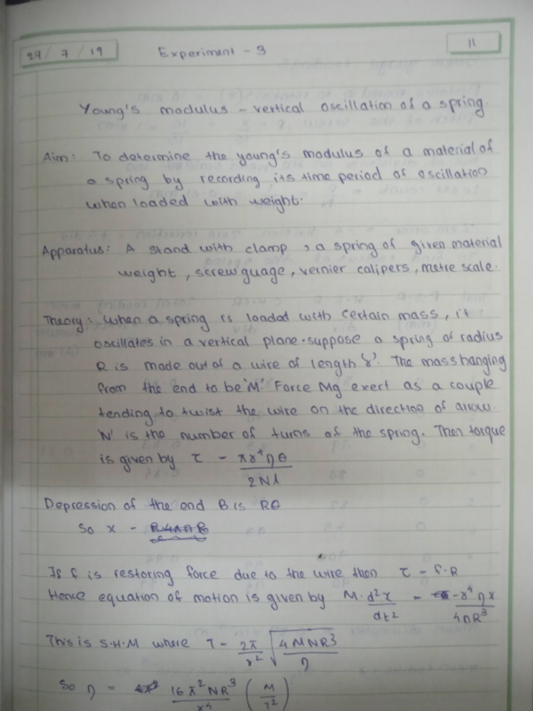 Youngs Modulus - Vertical Oscillations of A Spring | PDF