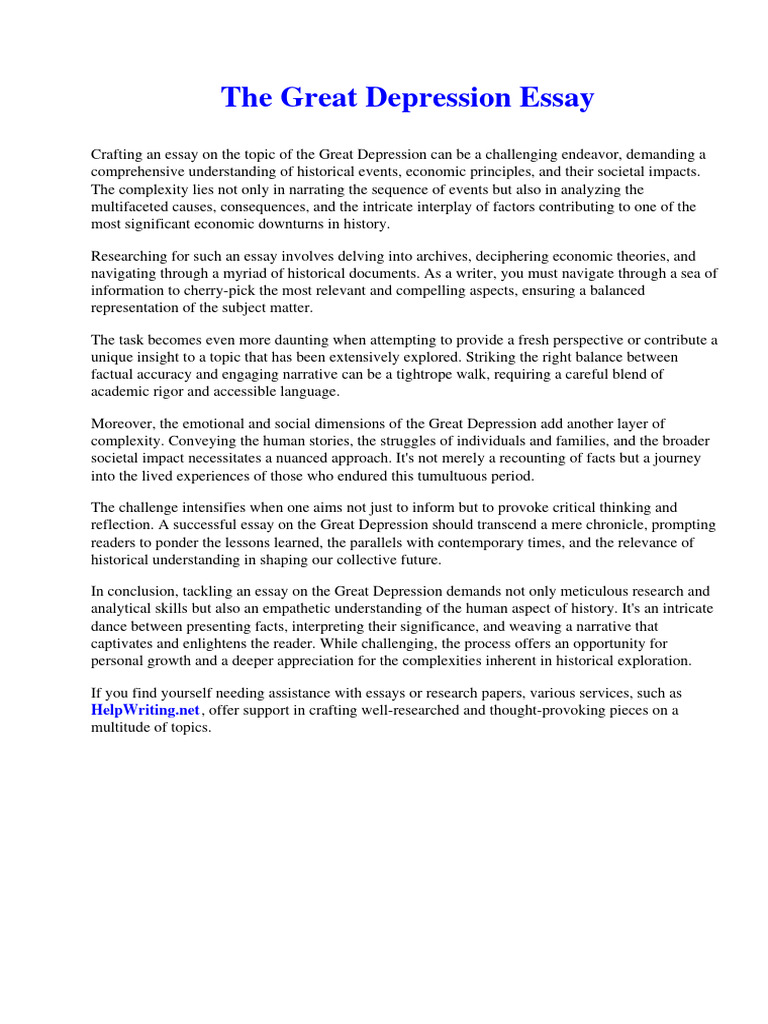 The Great Depression Essay | PDF | Mathematics | Sustainability