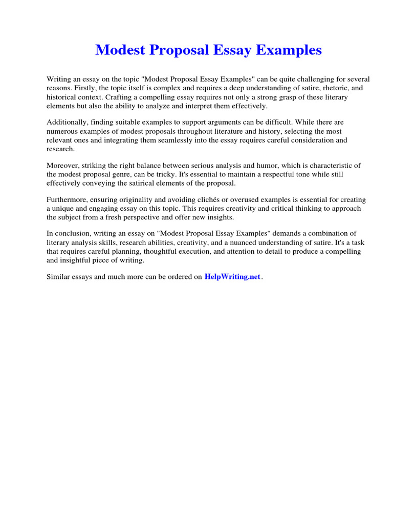 Modest Proposal Essay Examples | PDF | Guy Fawkes | Mental Disorder