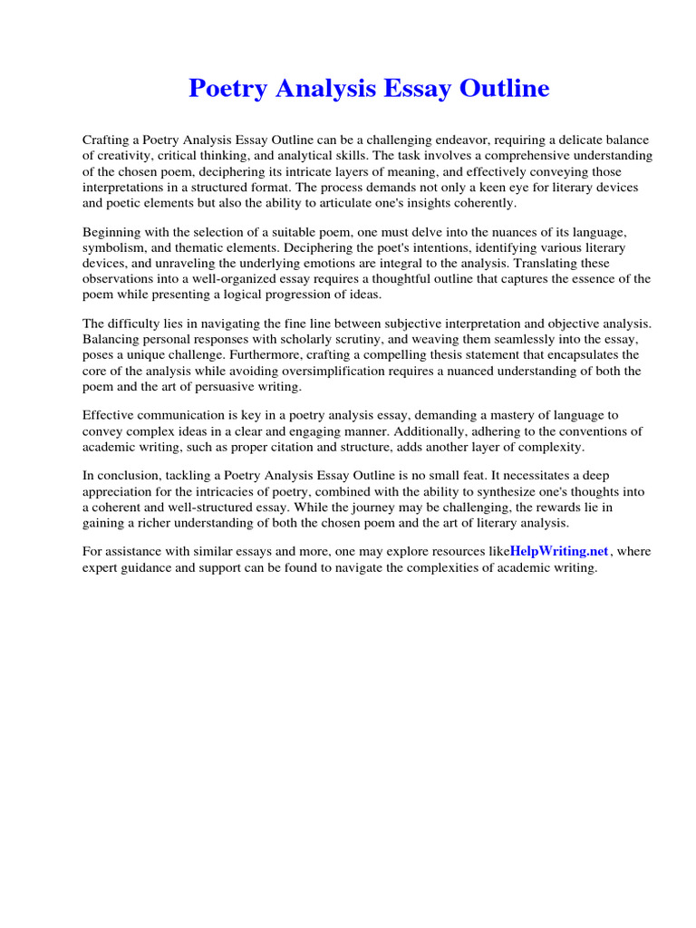 Poetry Analysis Essay Outline | PDF | Poetry | Essays