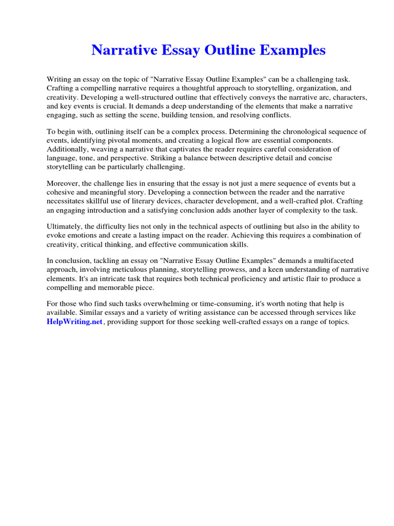 Narrative Essay Outline Examples | PDF | Clinical Medicine