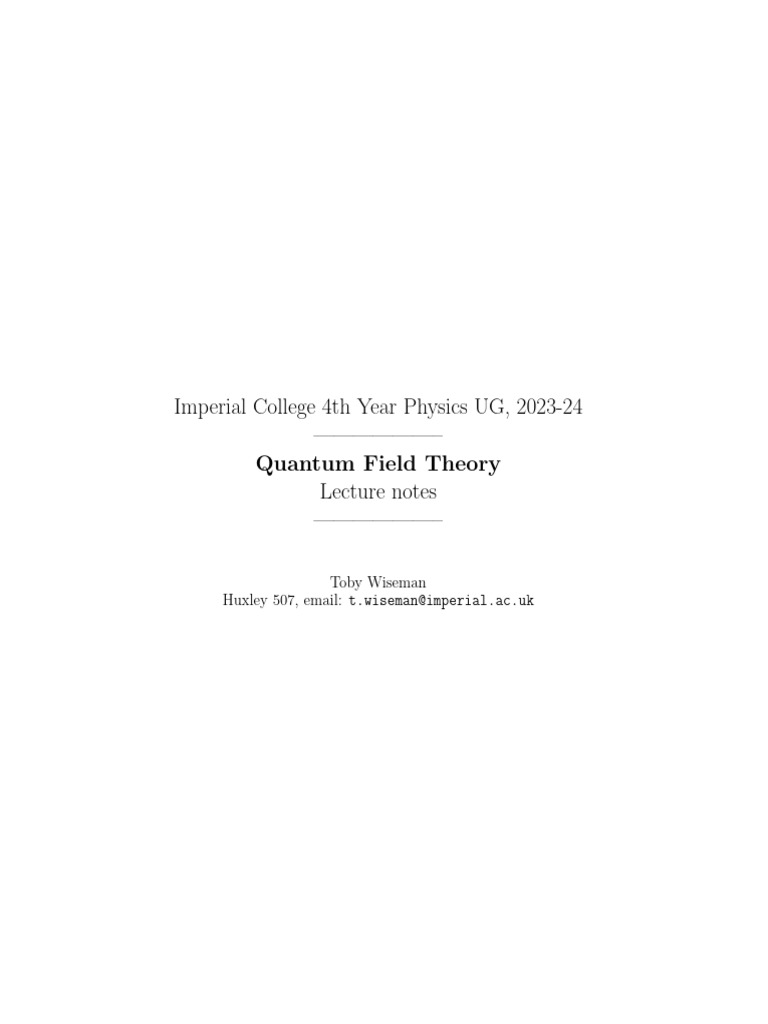 QFT Main2023v1 | PDF | Quantum Field Theory | Tensor