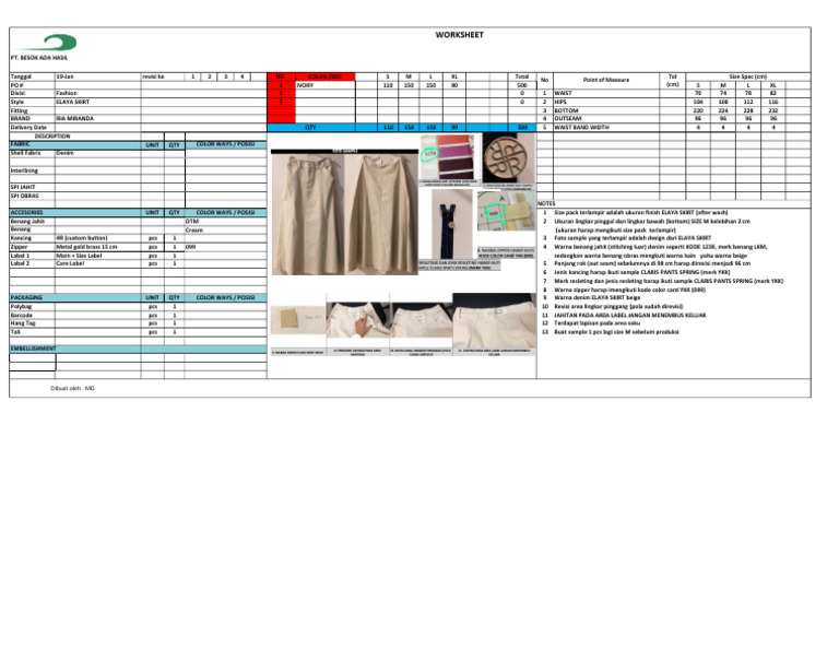 Worksheet Elaya Skirt | PDF