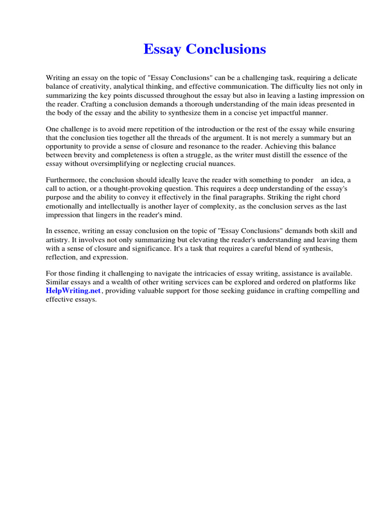 Essay Conclusions | PDF | Psychotherapy | Talent Management