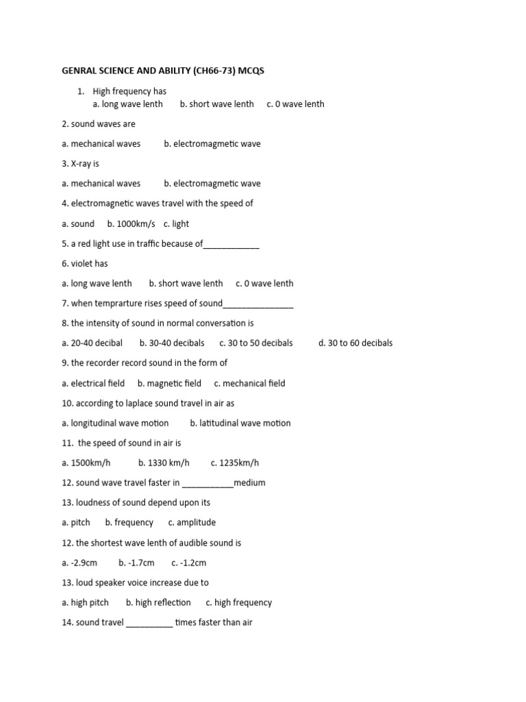 Genral Science and Ability 2 | PDF | Waves | Sound