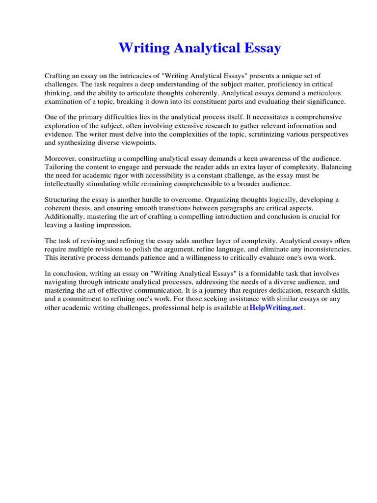 Writing Analytical Essay | PDF | Essays