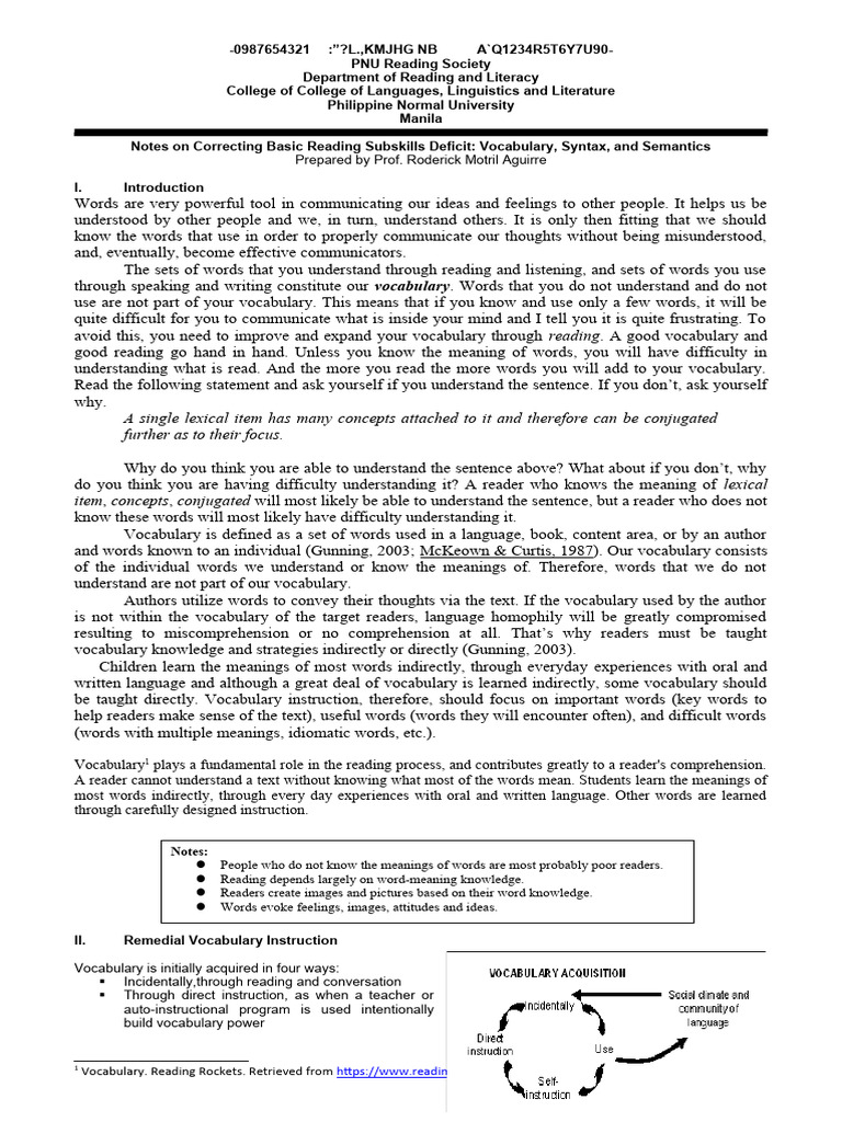 Notes On Correcting Basic Reading Skills Deficit | Download Free PDF ...