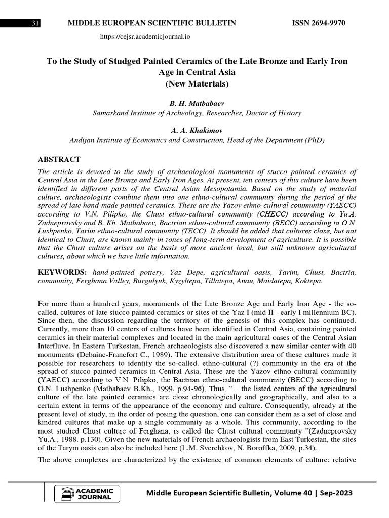 Central Asian Painted Ceramics Study | PDF | Pottery | Central Asia