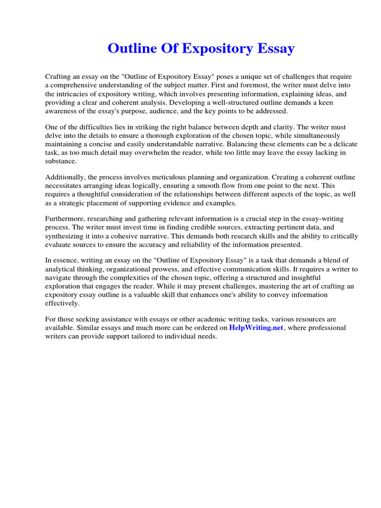Expository Essay Outline Guide | PDF | Essays | Cognition