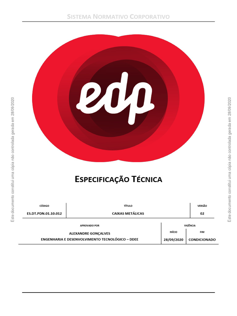 ES - DT.PDN.01.10.012 Caixas Metalicas | PDF | ISO 9000