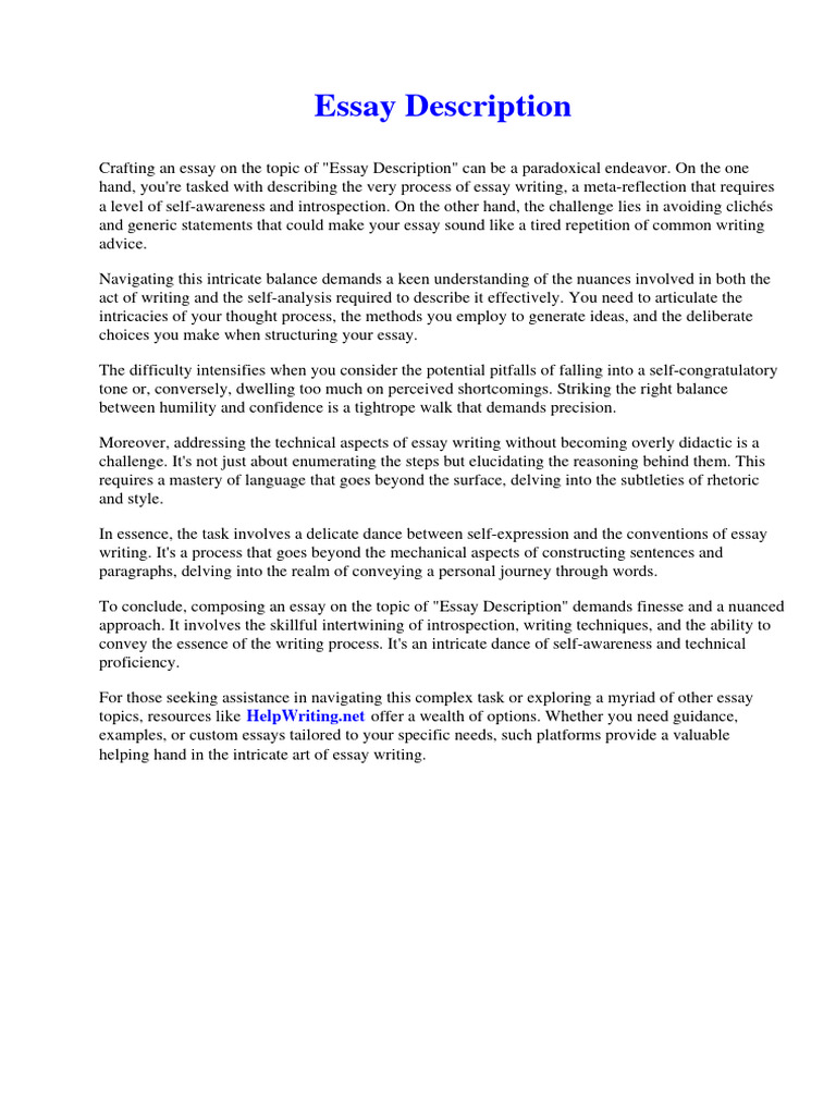 Essay Description | PDF