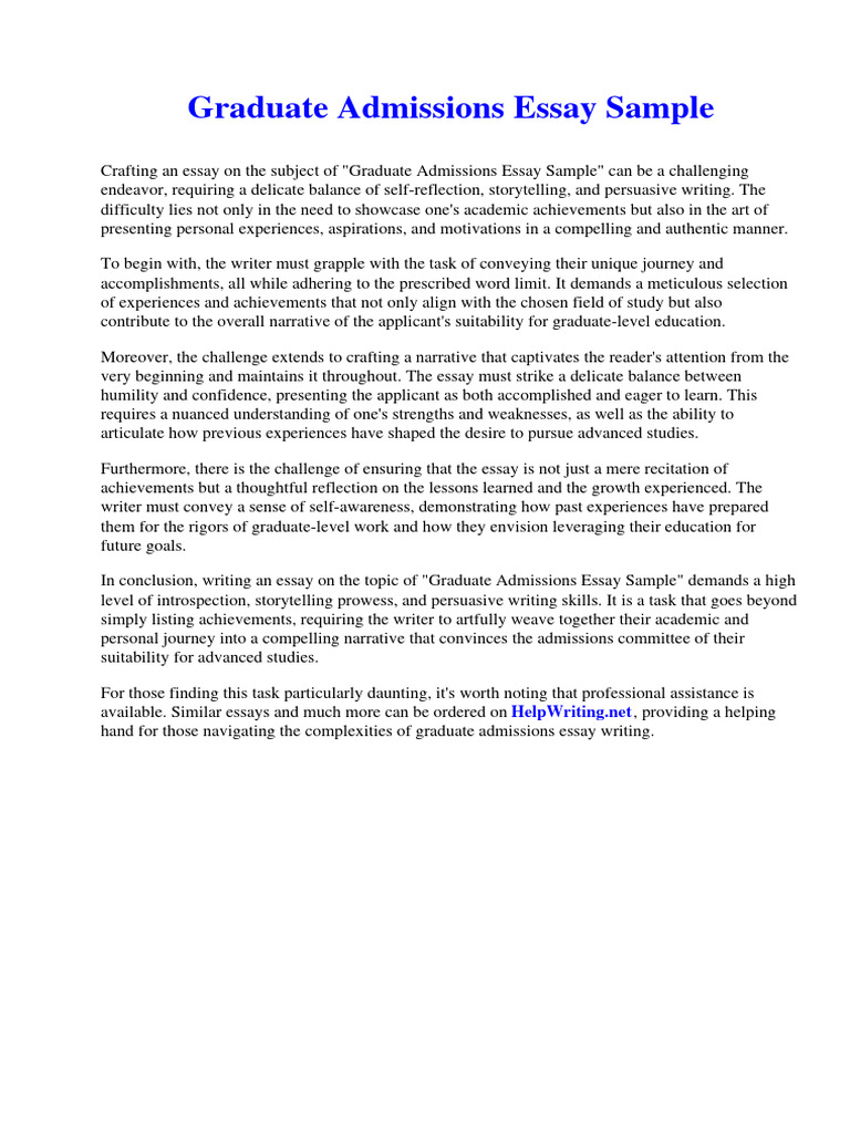 Graduate Admissions Essay Sample | PDF | Strength Of Materials | Stress ...