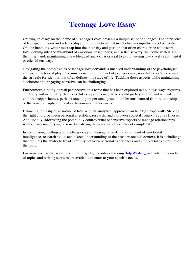 Teenage Love Essay | PDF | Quasimodo | Esméralda (The Hunchback Of ...