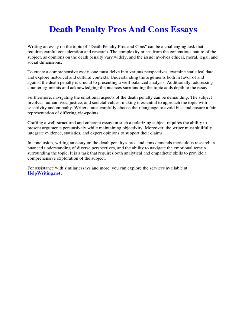 Death Penalty Pros and Cons Essays | PDF | Deviance (Sociology) | Émile ...