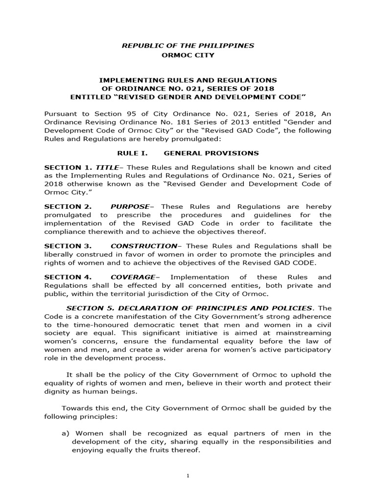 IRR For GAD Code Revised | PDF | Sexual Slavery | Gender Studies