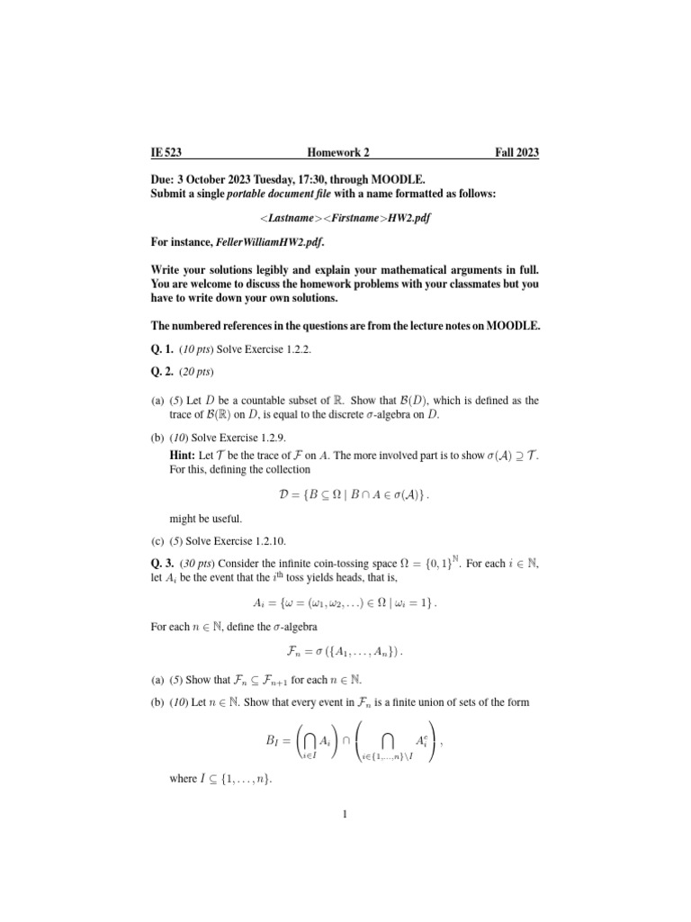 Homework 2 | PDF | Measure (Mathematics) | Mathematical Logic