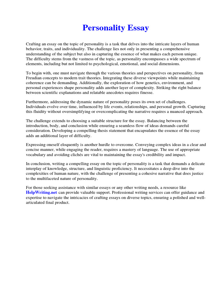 Personality Essay | Download Free PDF | Robin Hood | Violence