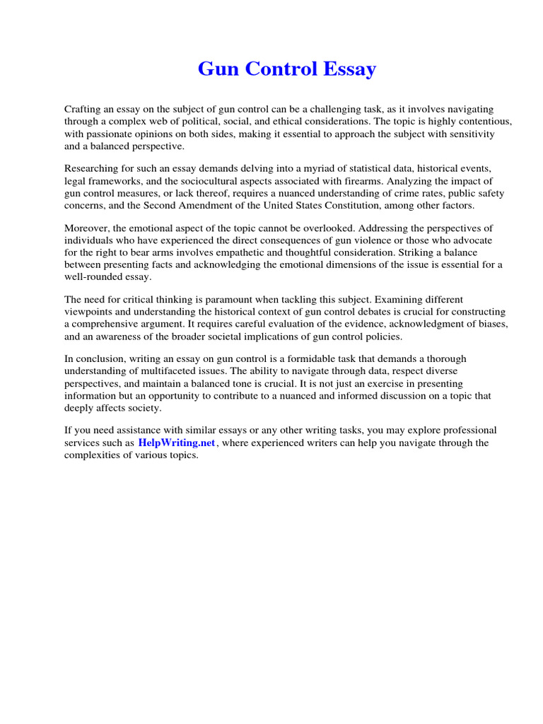 Gun Control Essay | PDF | Mahatma Gandhi | Saint Peter
