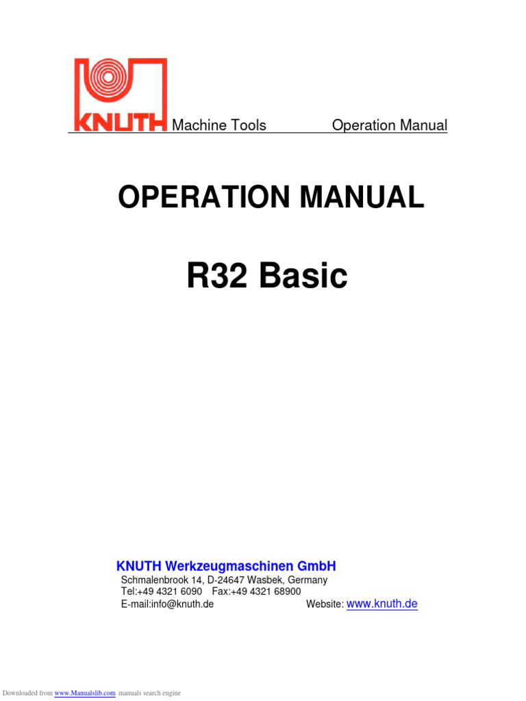 Knuth R32 Drilling Machine Basic Operating Manual | PDF | Electric Motor | Switch