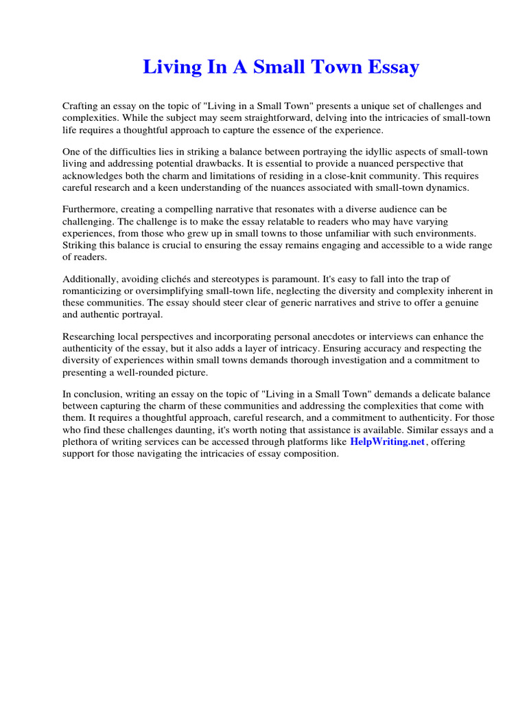 Living in a Small Town Essay | PDF | Essays | Miracle