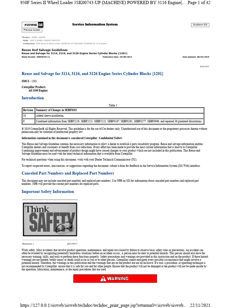 Reuse and Salvage For 3114, 3116, and 3126 Engine Series Cylinder ...