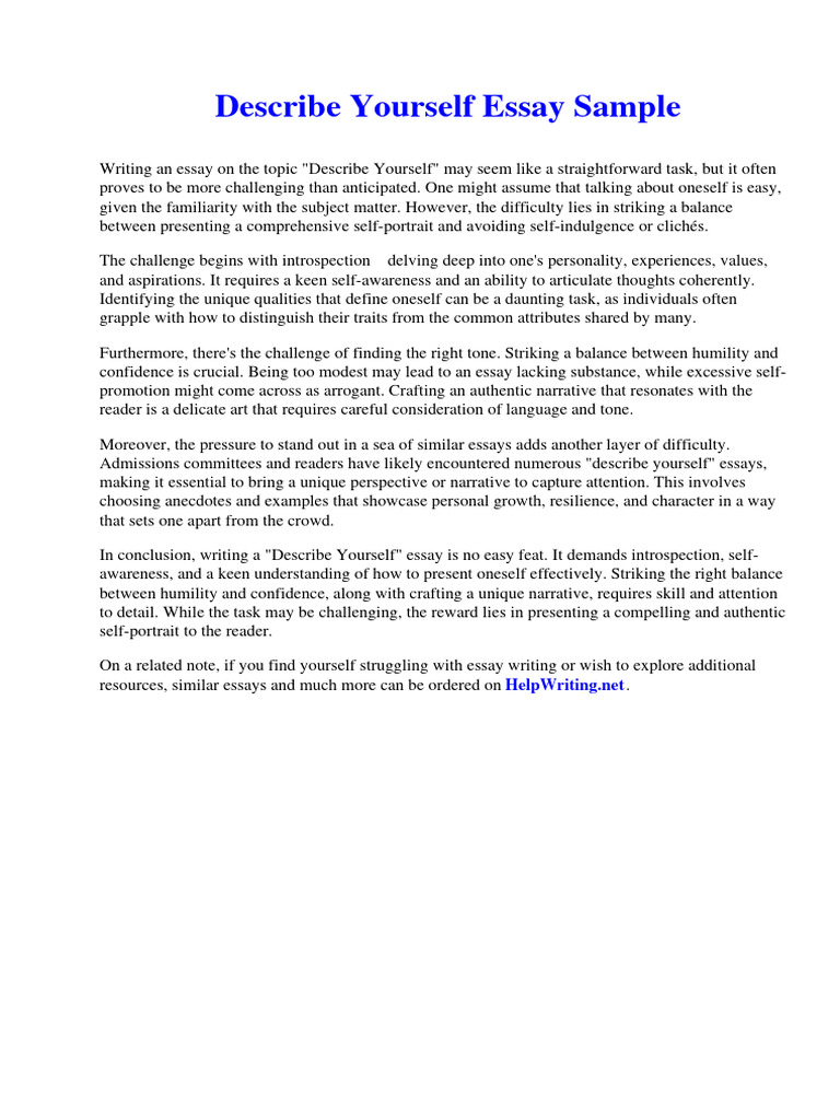 Describe Yourself Essay Sample | PDF | Multiple Myeloma | Rocket