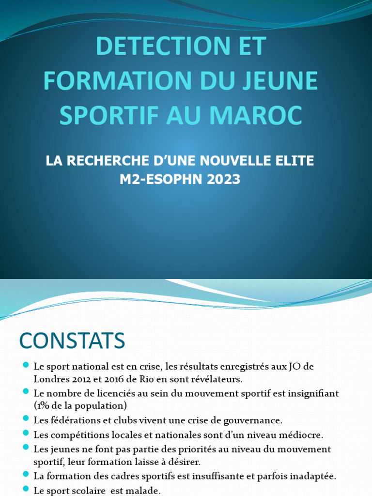 Cours 2-Detection Et Formation Du Jeune Sportif-M A | PDF | Des sports | Psychologie