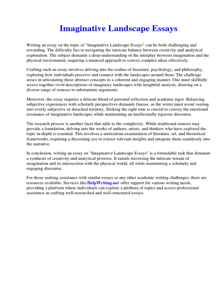 Imaginative Landscape Essays | PDF | Essays | University And College ...