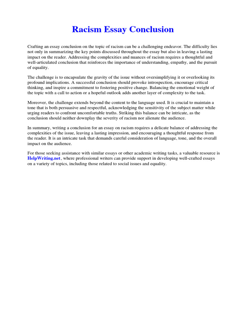 Racism Essay Conclusion | PDF | Ivanhoe | Nazi Germany