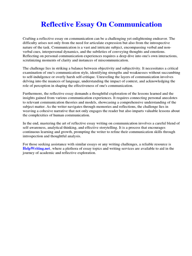 Reflective Essay On Communication | PDF | Solar Eclipse | Personality ...