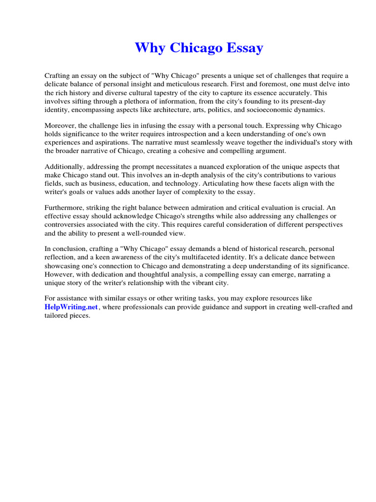 Why Chicago Essay | PDF