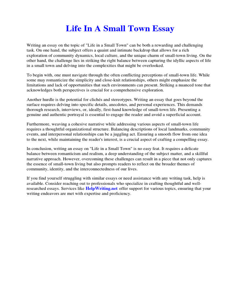 Life in A Small Town Essay | Download Free PDF | Agamemnon
