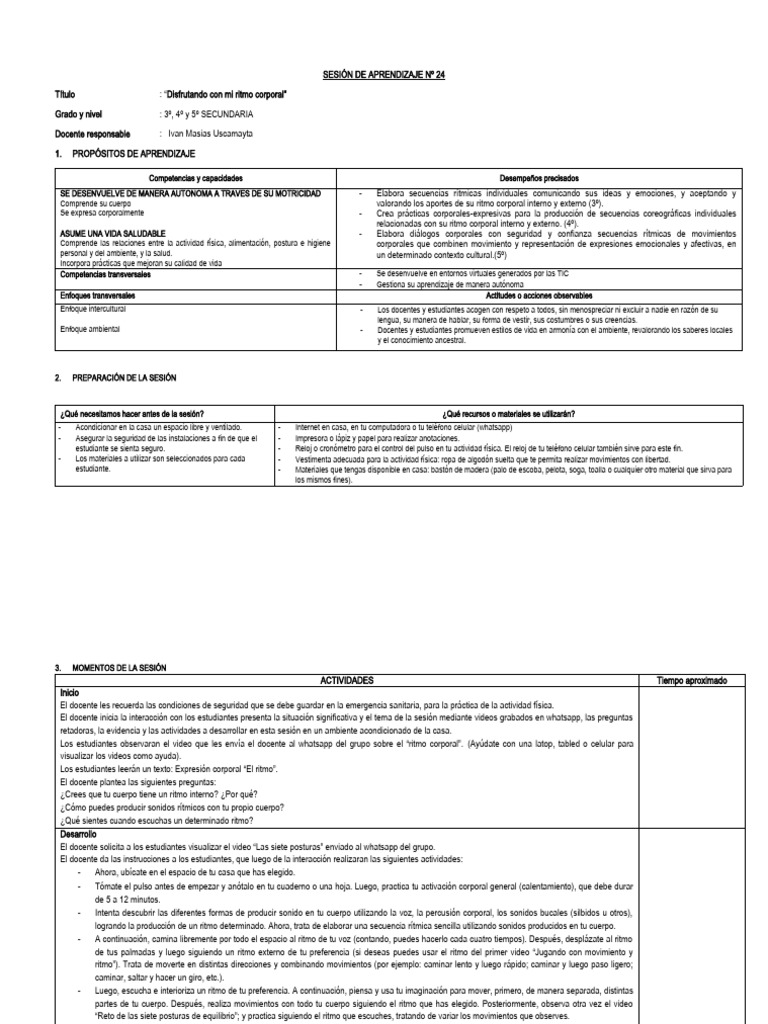 Ritmo Corporal y Vida Saludable | PDF | Ritmo | Aprendizaje