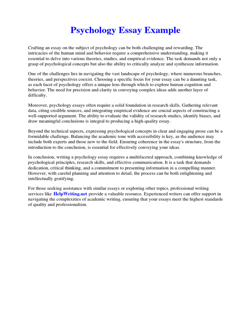 Psychology Essay Example | PDF