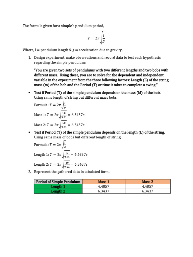 Physics Activity 2&3 | PDF | Experiment | Pendulum