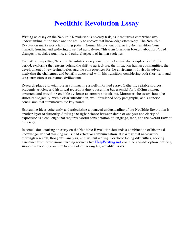 Neolithic Revolution Essay | PDF