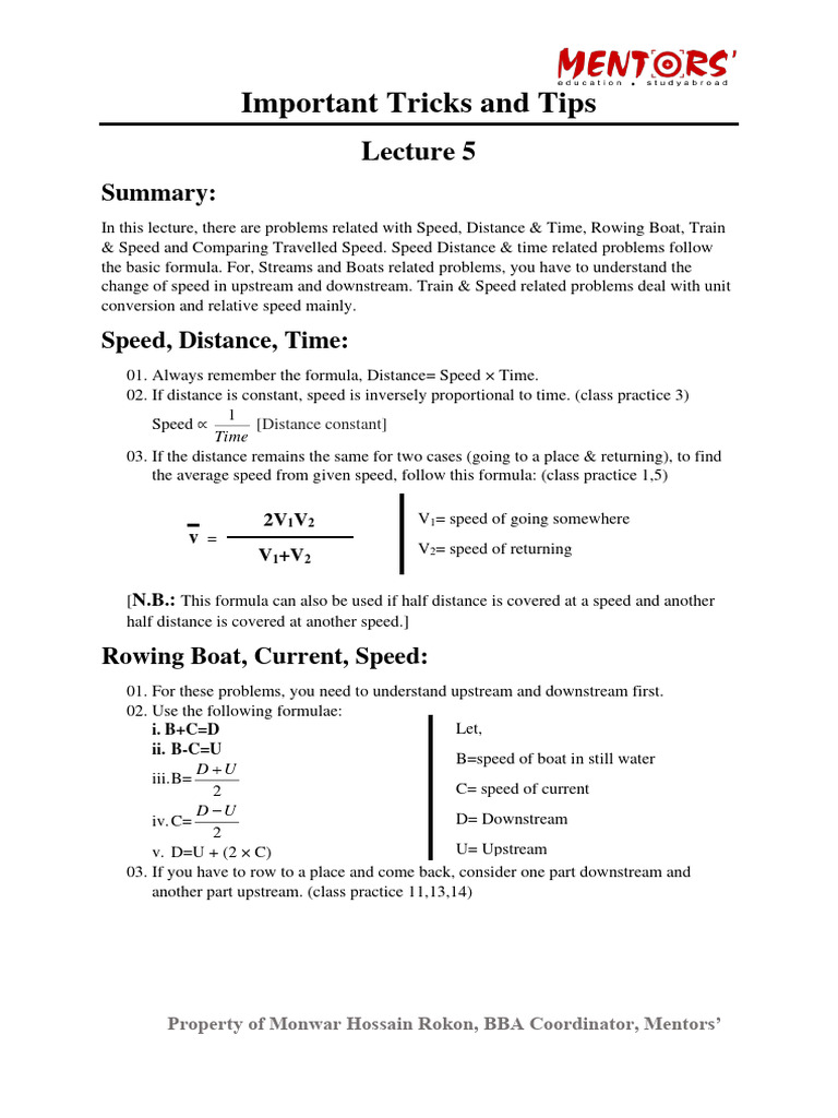Math Handout - Lecture 05 | PDF | Speed | Mathematics Math Handout - Lecture 05 | PDF | Speed | Mathematics