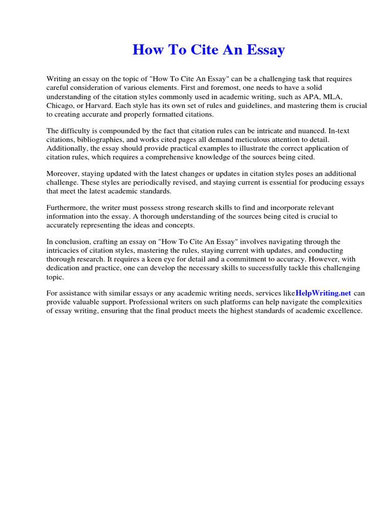 How To Cite An Essay | PDF | Blu Ray | Dvd