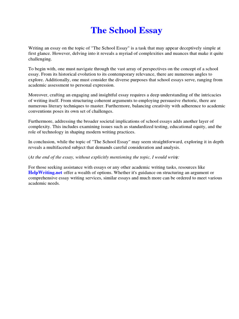 The School Essay | PDF
