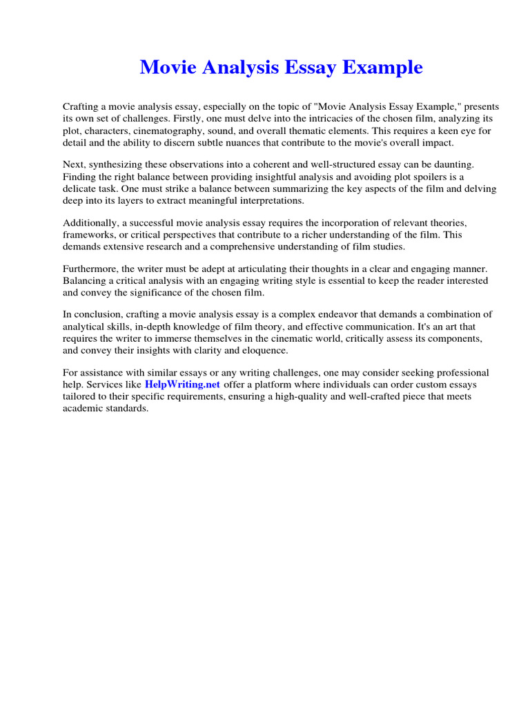 Movie Analysis Essay Example | PDF | Essays
