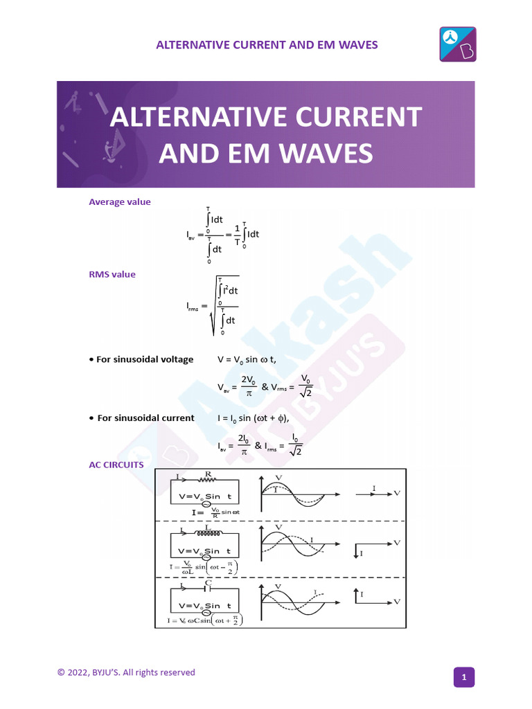 Alternating Current - Revision Session-Handbook | PDF | Waves ...