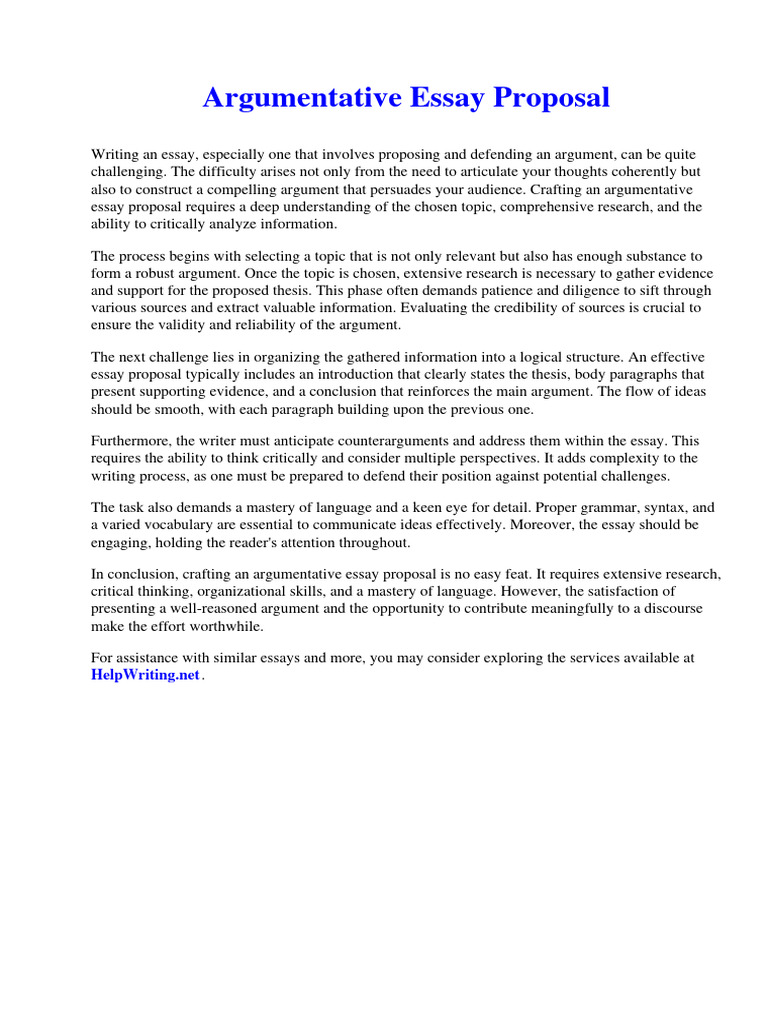 Argumentative Essay Proposal | PDF | Essays | Critical Thinking