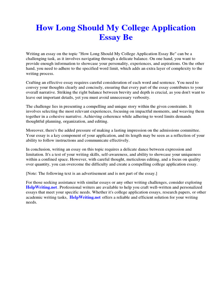 How Long Should My College Application Essay Be | PDF | Phonology ...