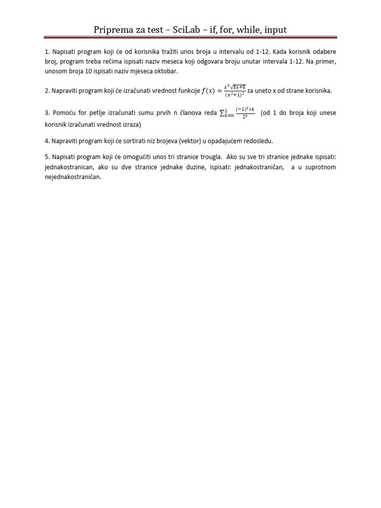 Priprema Za Test - SciLab | PDF