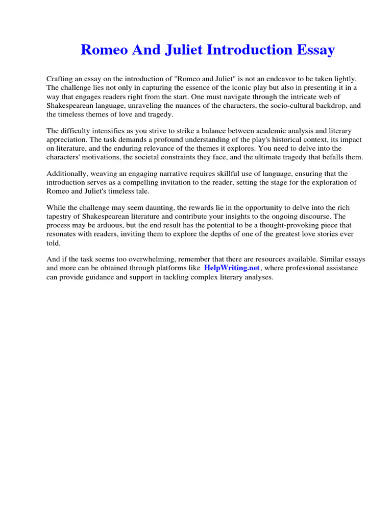 Romeo and Juliet Introduction Essay | Download Free PDF | Solar System ...