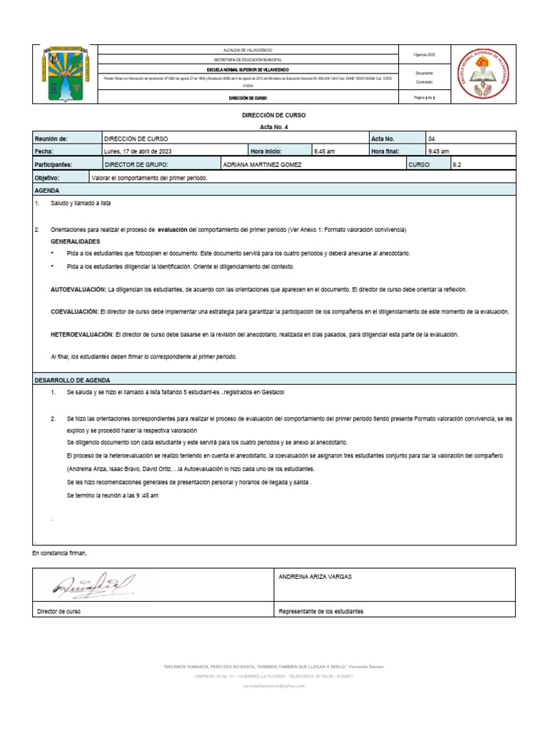 Acta 04 Dir Grupo | PDF
