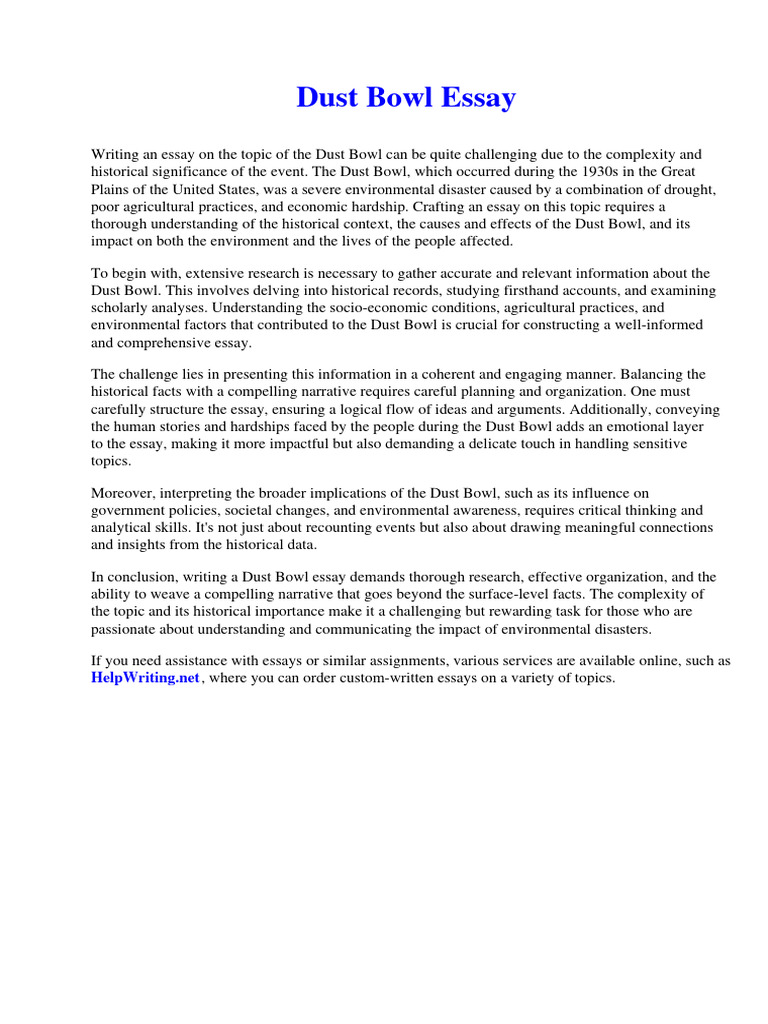 Dust Bowl Essay | PDF