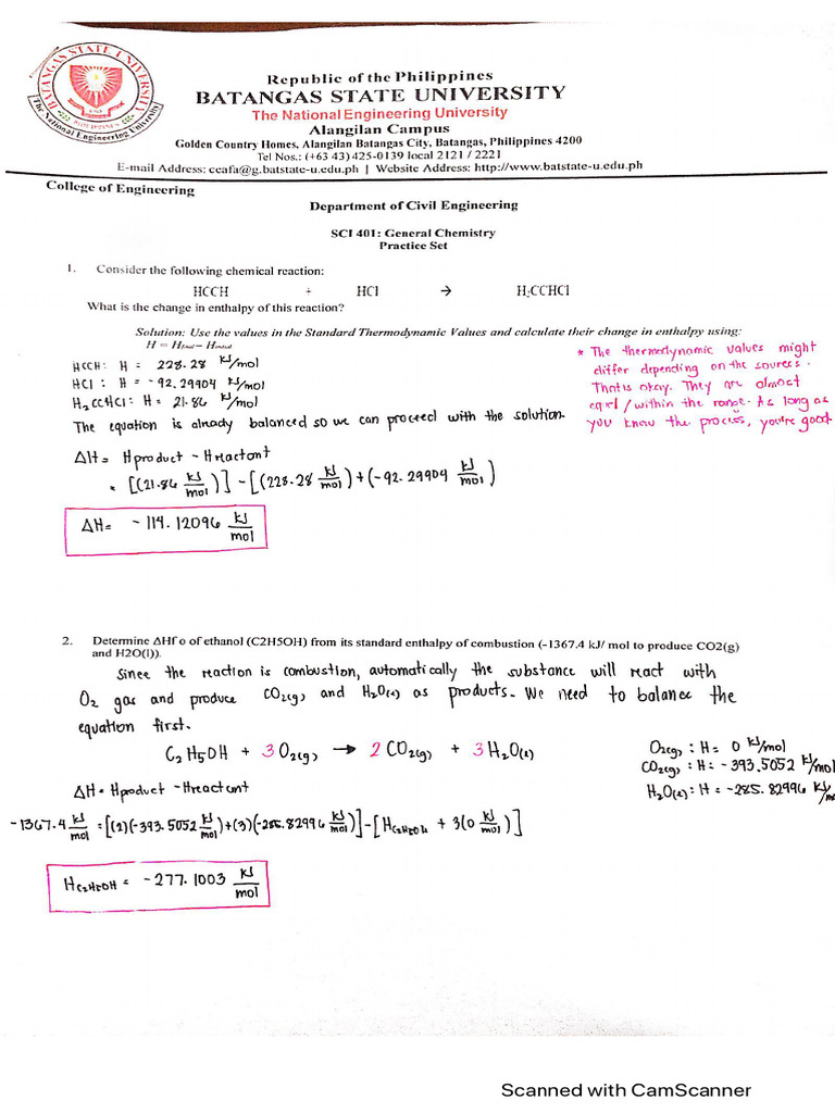 Gen Chem Practice Sets Solutions | PDF